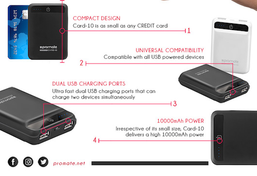 Promate представила самый компактный повербанк емкостью 10 000 мАч ...